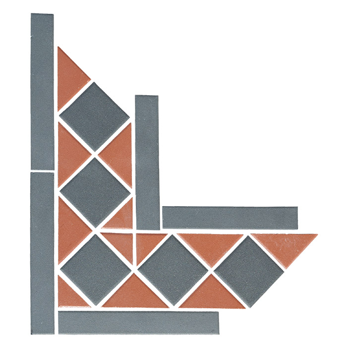 Black and Red Victorian Border Vitrified Porcelain Mosaic Tiles