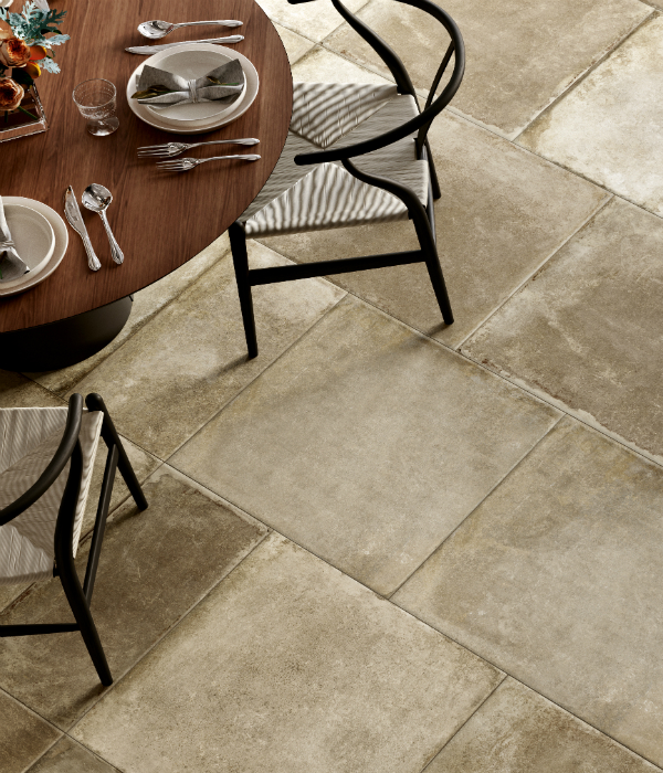 Wold Cream Porcelain Flagstone in Rectangle or Modular pattern