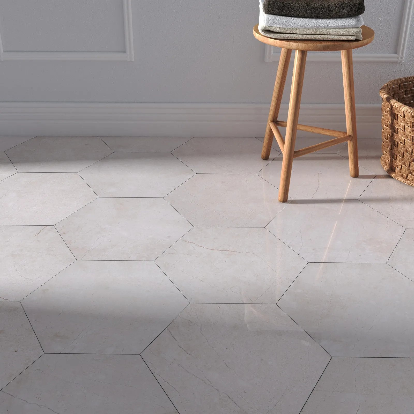 Marmo Cotto polished hexagon marble Tiles and flooring.