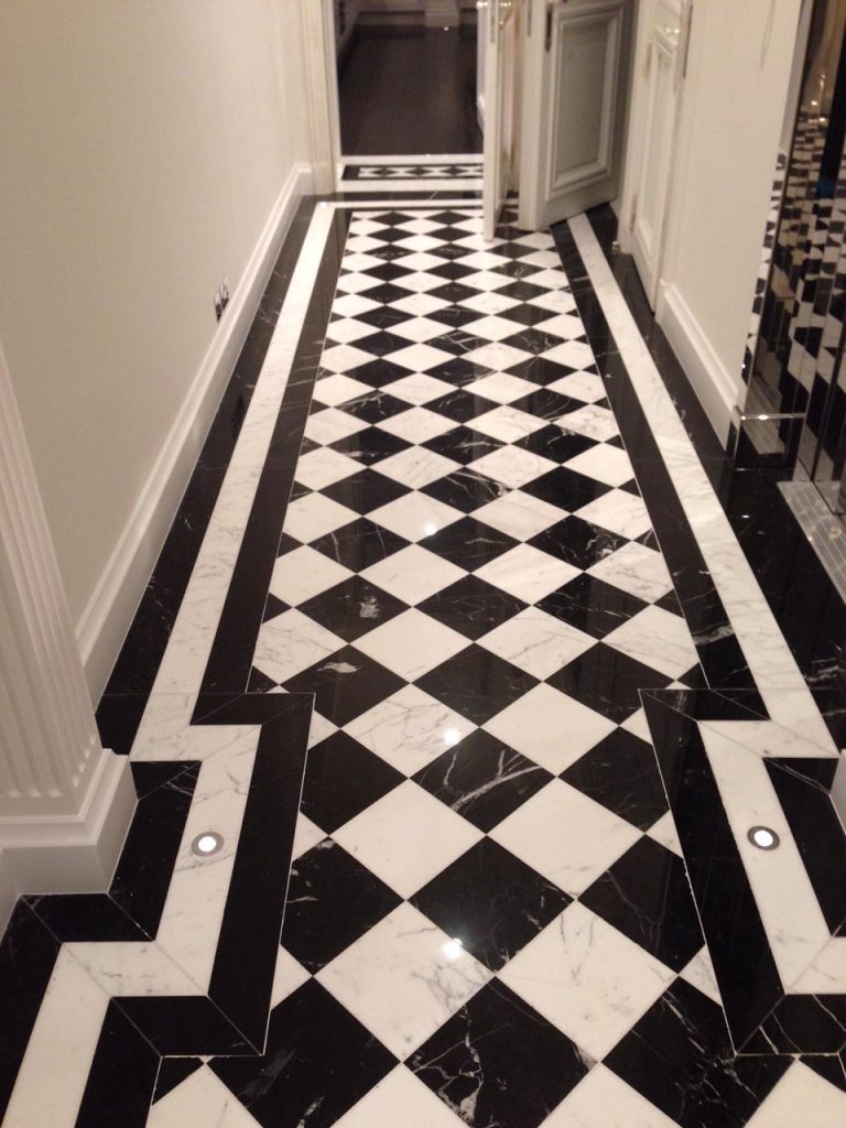 Checkerboard Polished Marble Chequer board floor