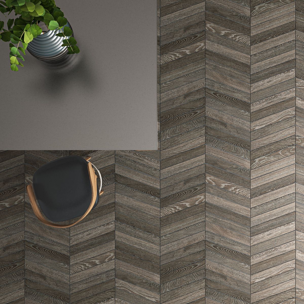 Chevron Chocolate Wood Effect Porcelain Tiles 442 x 80mm