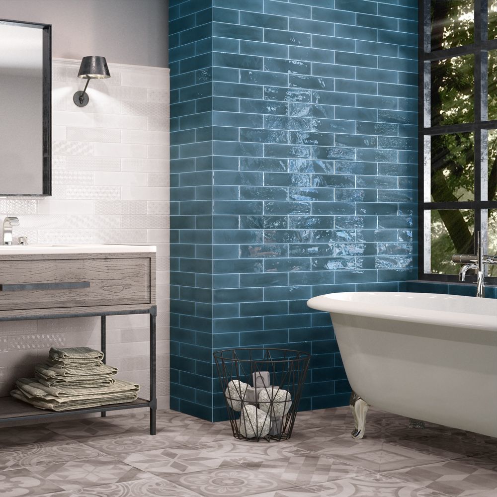 Kennet Marine Blue Glazed 300 x 75mm Brick Ceramic Tiles