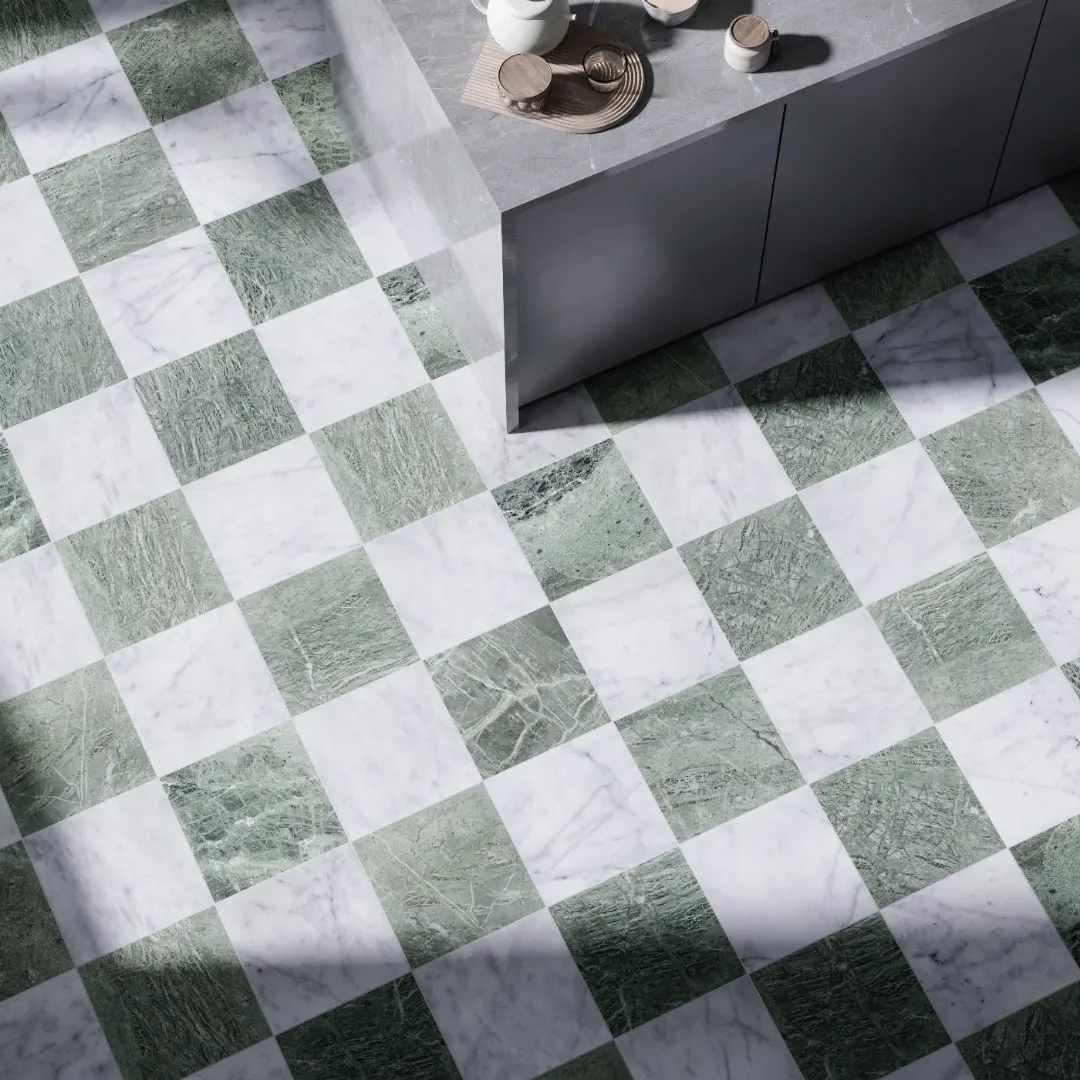 Checkerboard Polished Marble Chequer board floor