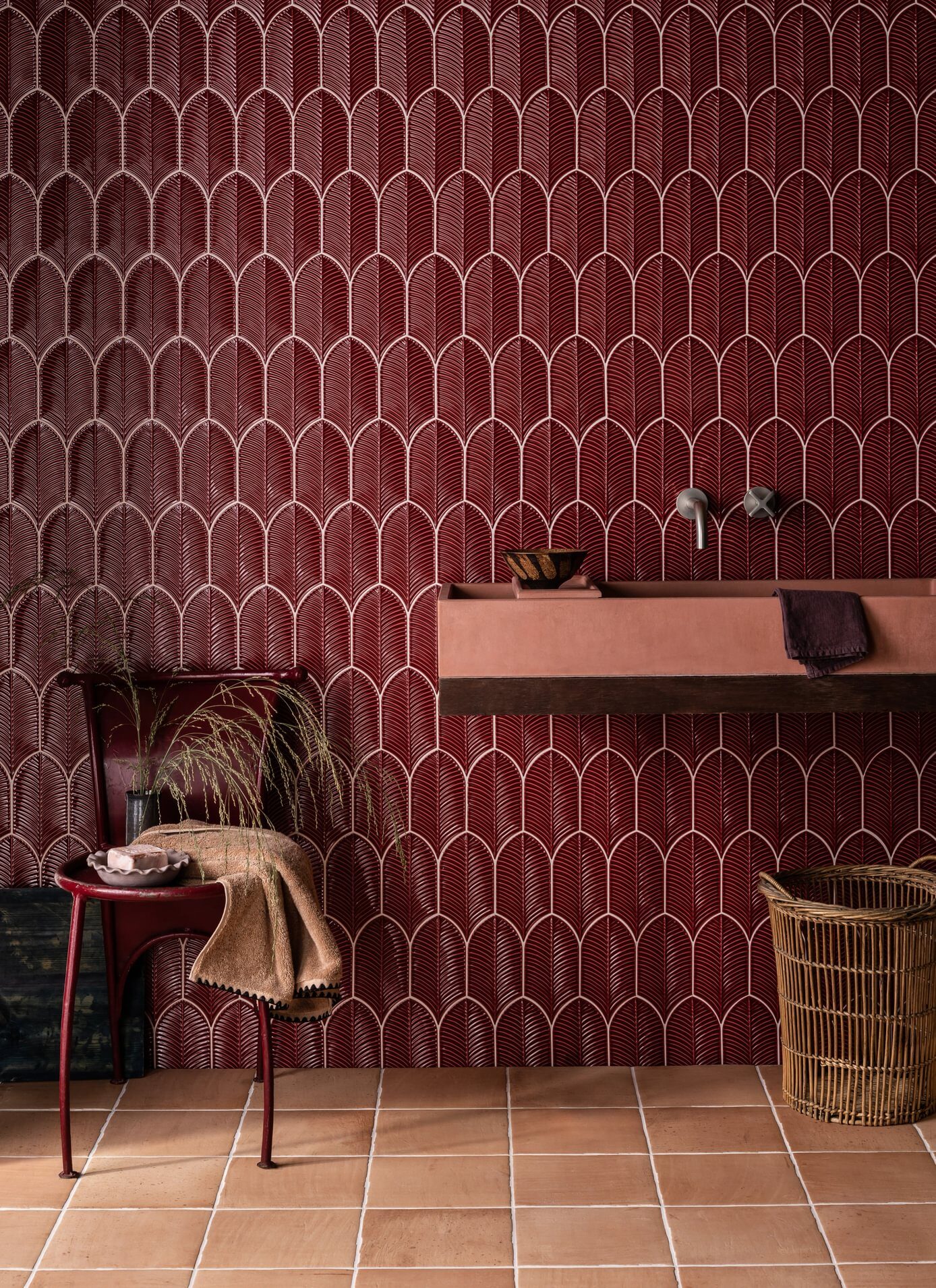 Palm Burgundy Ceramic Tiles 200 x 100